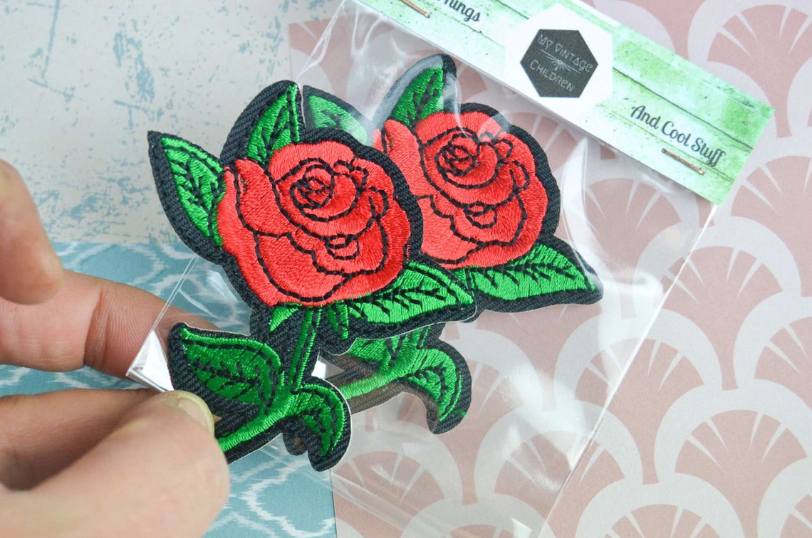 Patch Fusible Red Rose Customization Patch Patch Rock - Etsy