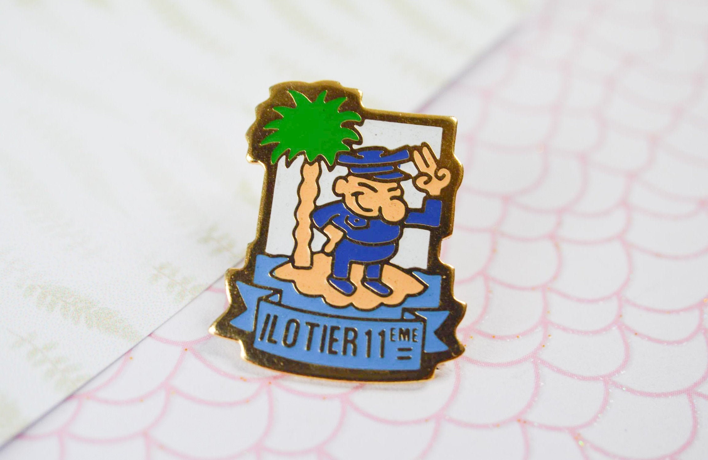 Vintage Man Pins on an Island Postman and Coconut Palm Palm | Etsy