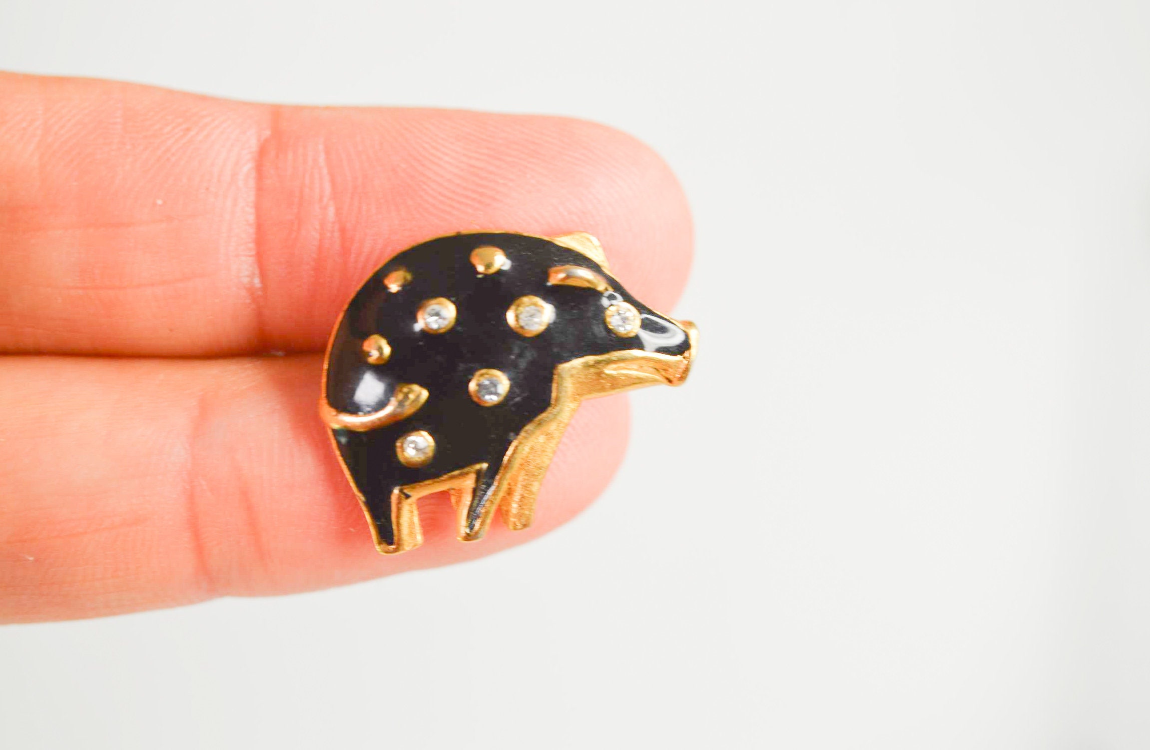 Cute Pig Pork Jewel Pins Gold Metal Rhinestones Enamel | Etsy