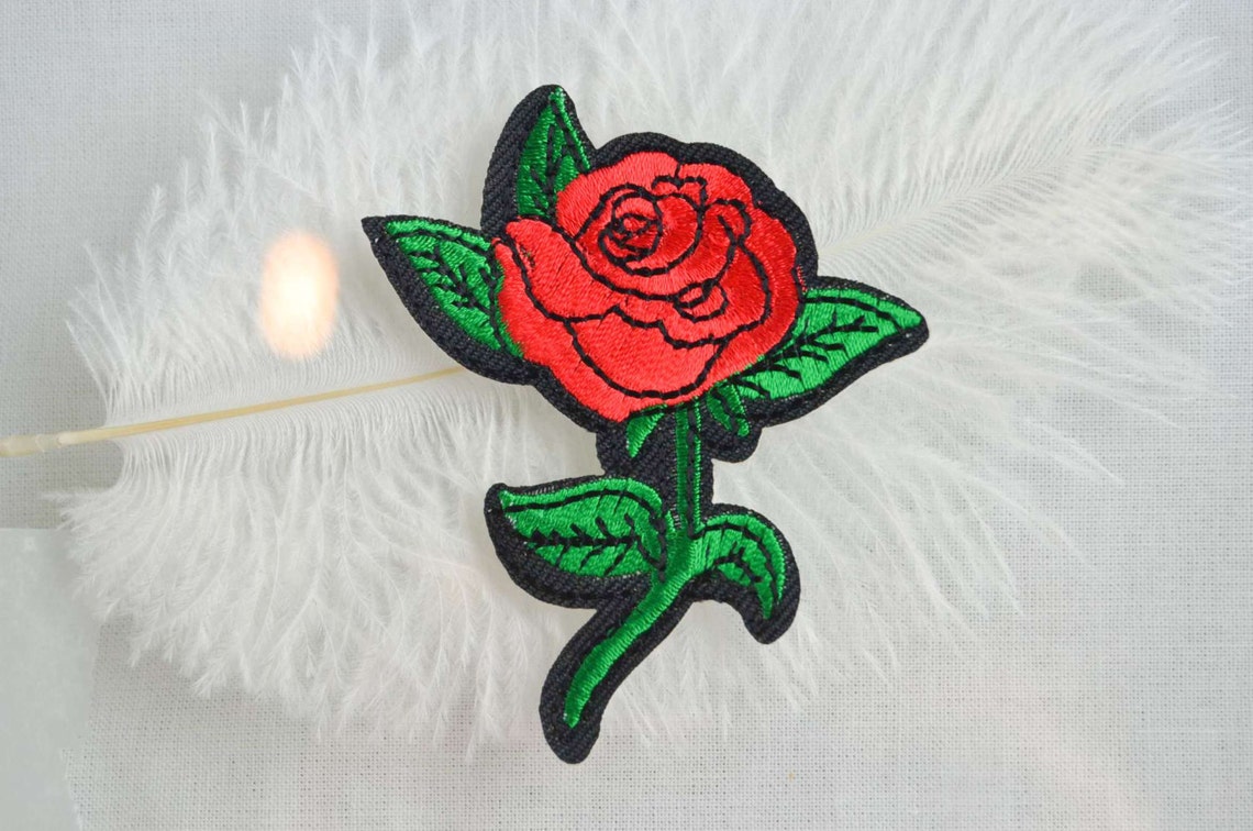 Patch Fusible Red Rose Customization Patch Patch Rock - Etsy