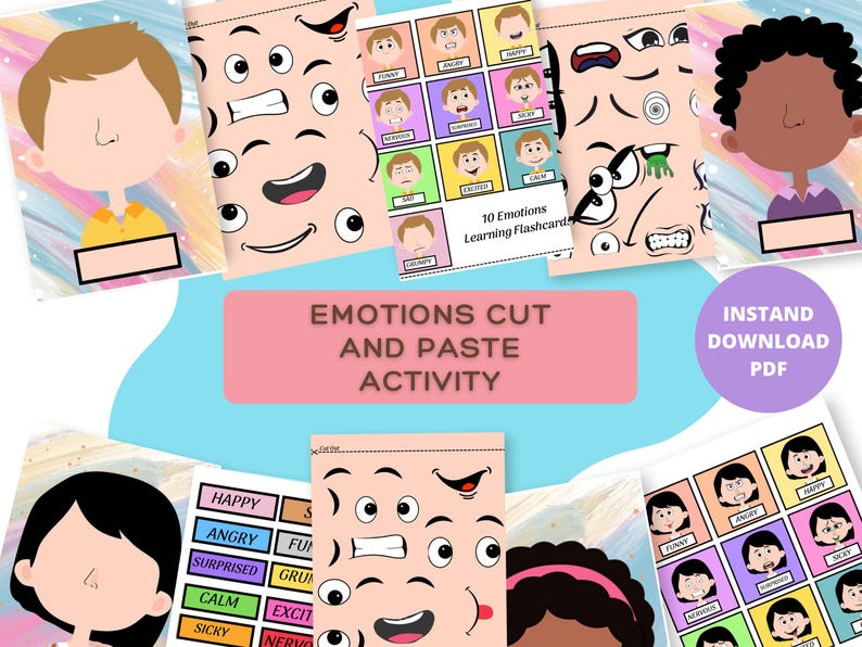 Emotions Cut and Paste Activity | Printable PDF | SEL for Kids ...