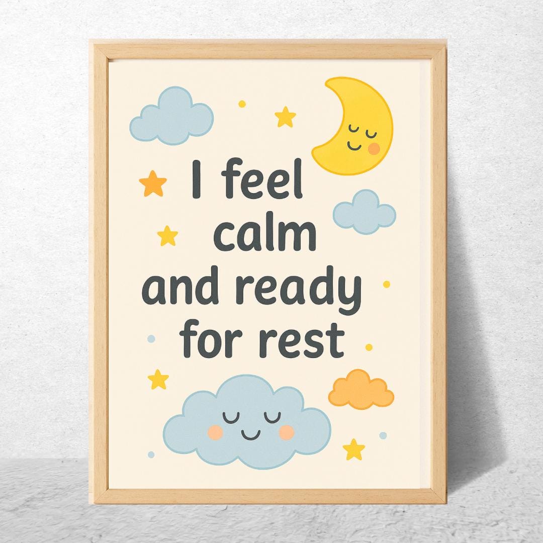 Printable Kids Affirmation Poster – “I Feel Calm and Ready for Rest ...