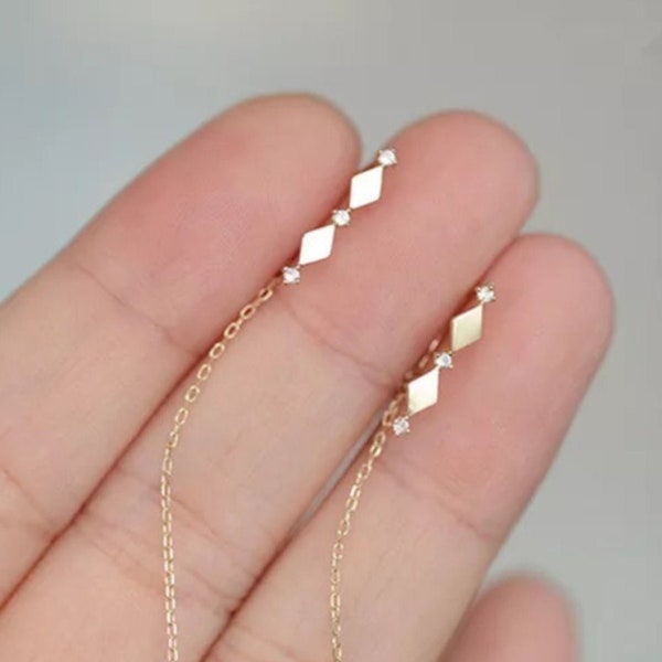 Threader Earrings Gold - Etsy