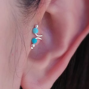 Turquoise Tragus Ear Cuff: Sterling Silver Clip-on Earring - Etsy