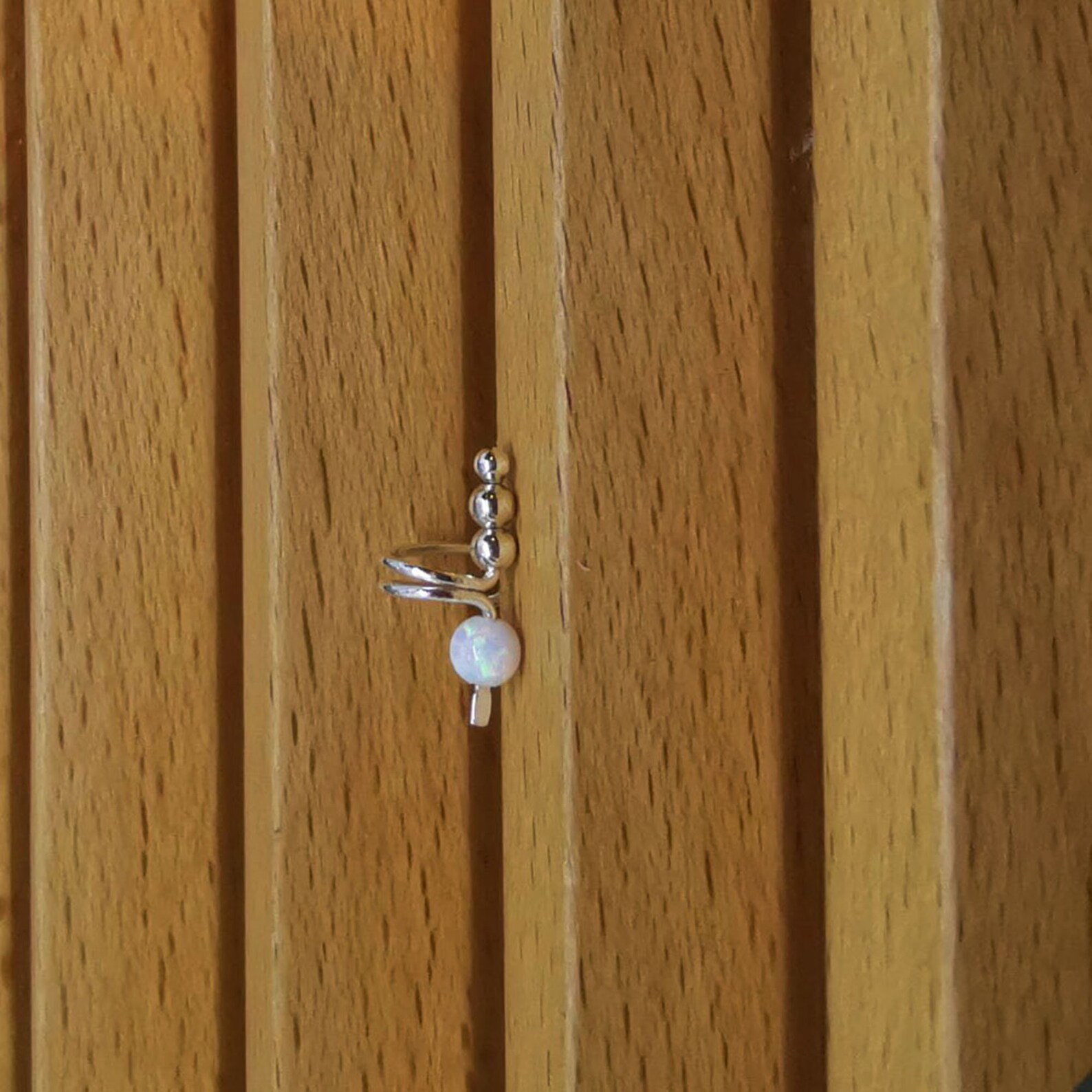 White Opal Sterling Silver Tragus Ear Cuff: No Piercing Clip-on - Etsy