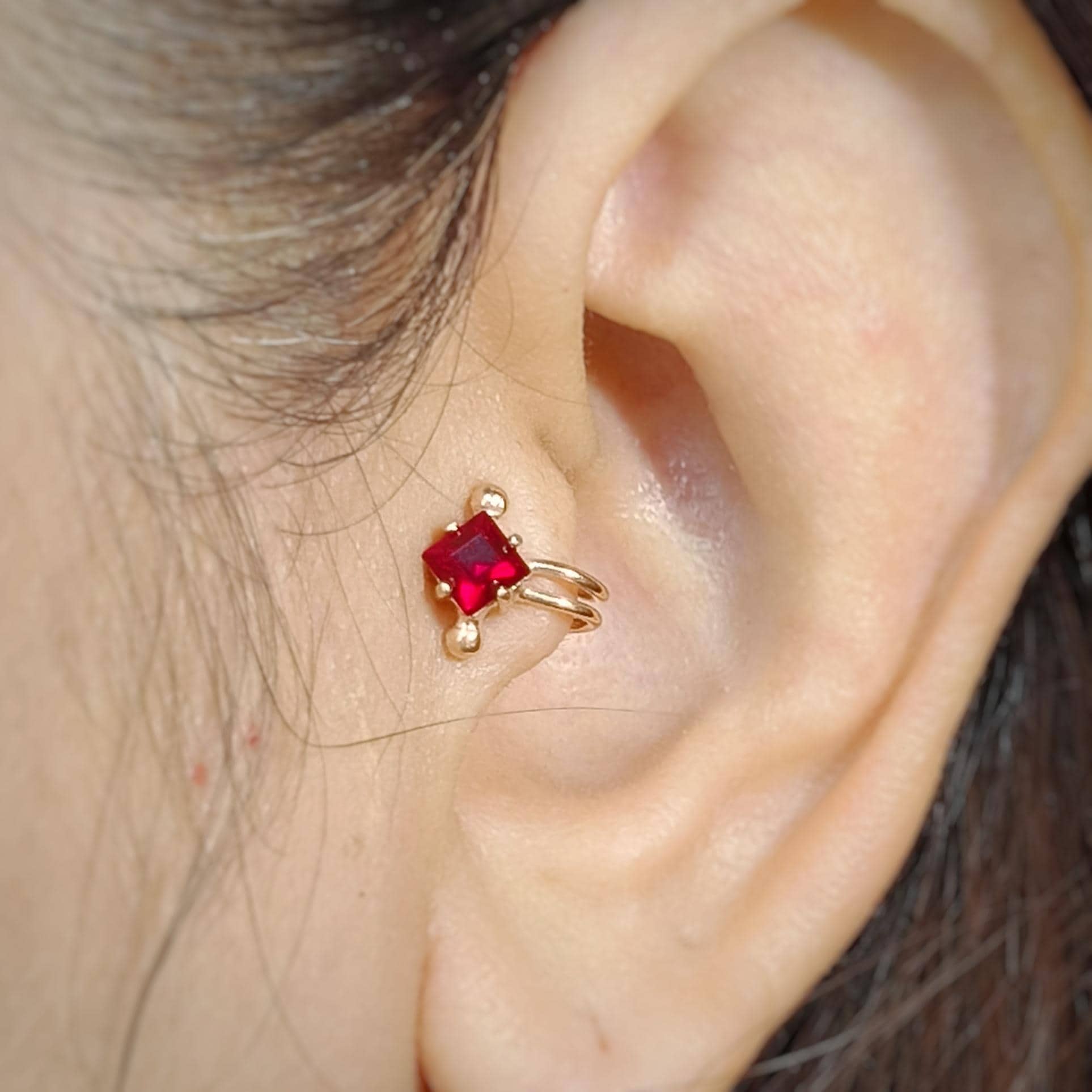 Emerald Swarovski Crystal Tragus Ear Cuff: Rose Gold Clip-on Earring - Etsy