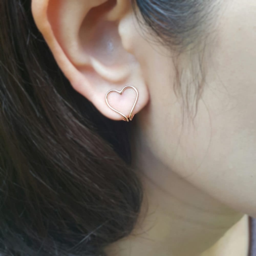 Heart Shape Ear Clipsilver Rose Gold Platedminimal Ear - Etsy