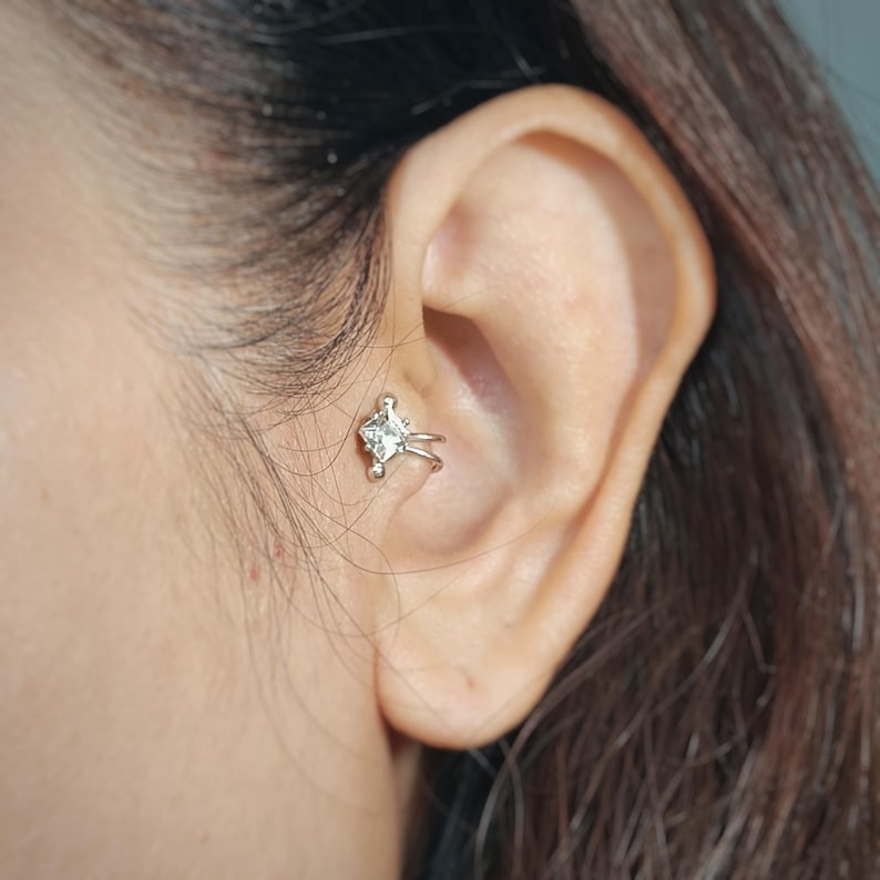 Rose Gold Tragus Ear Cuff: Swarovski Crystal Clip-on Cartilage Earring ...