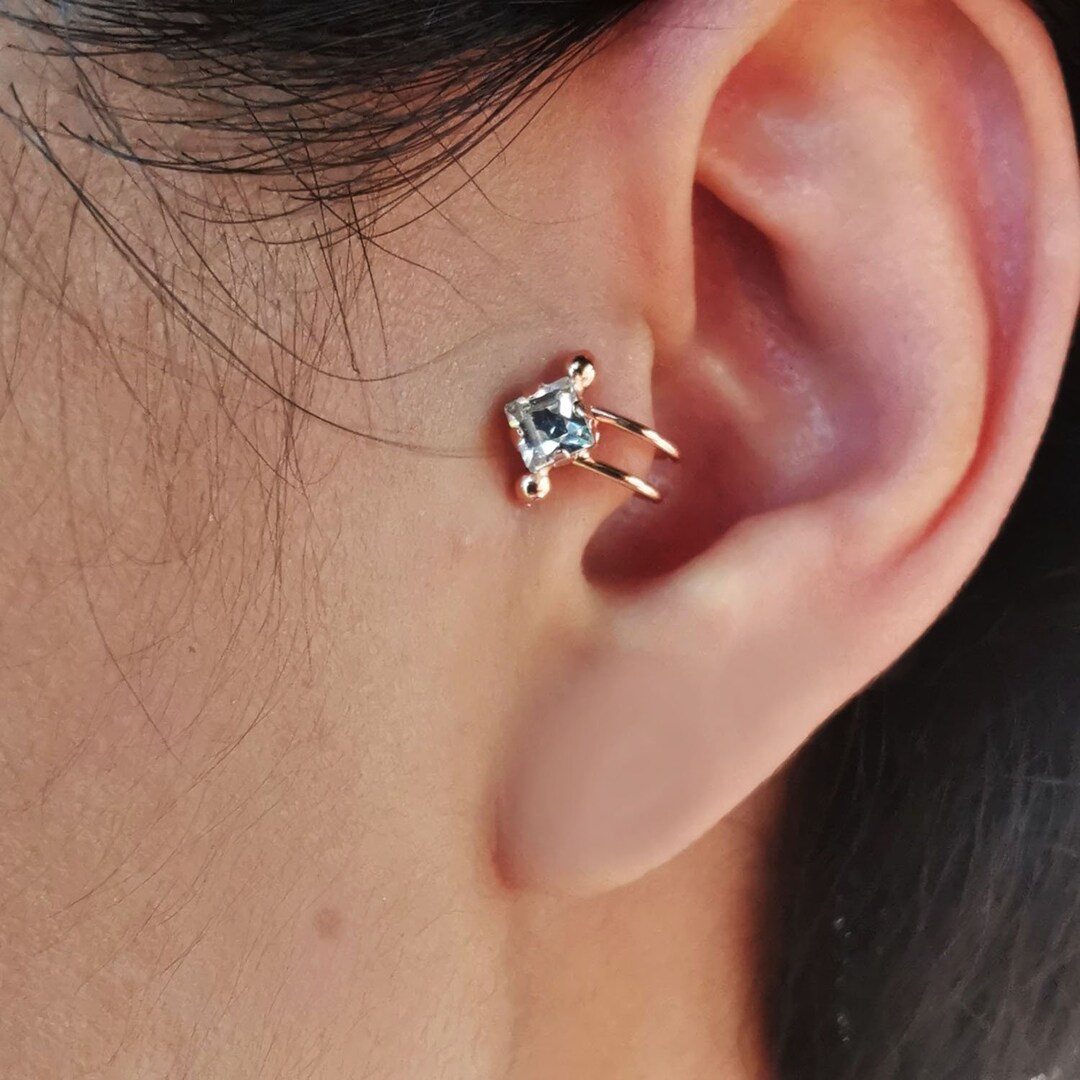 Rose Gold Tragus Ear Cuff: Swarovski Crystal Clip-on Cartilage Earring ...