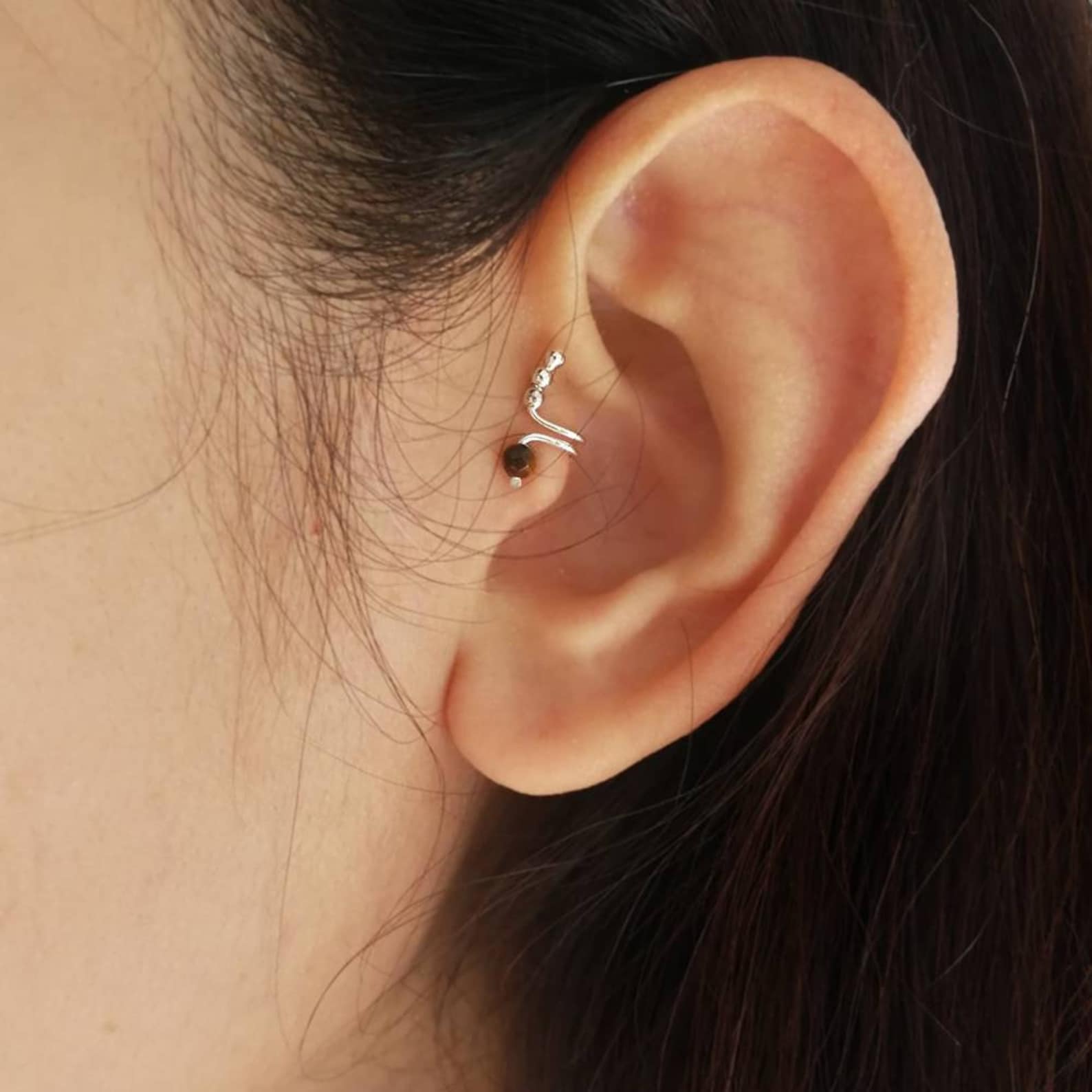 Tiger's Eye Tragus Earring Tragus Jewelry Ear Cuff No - Etsy