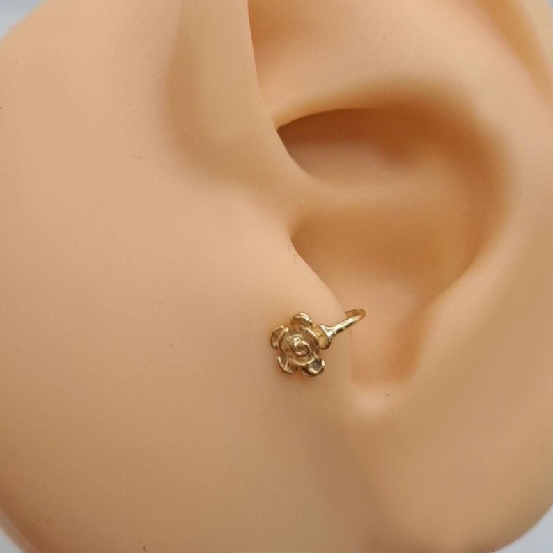 Rose Tragus Ear Cuff: 14k Gold Plated Sterling Silver, No Piercing - Etsy
