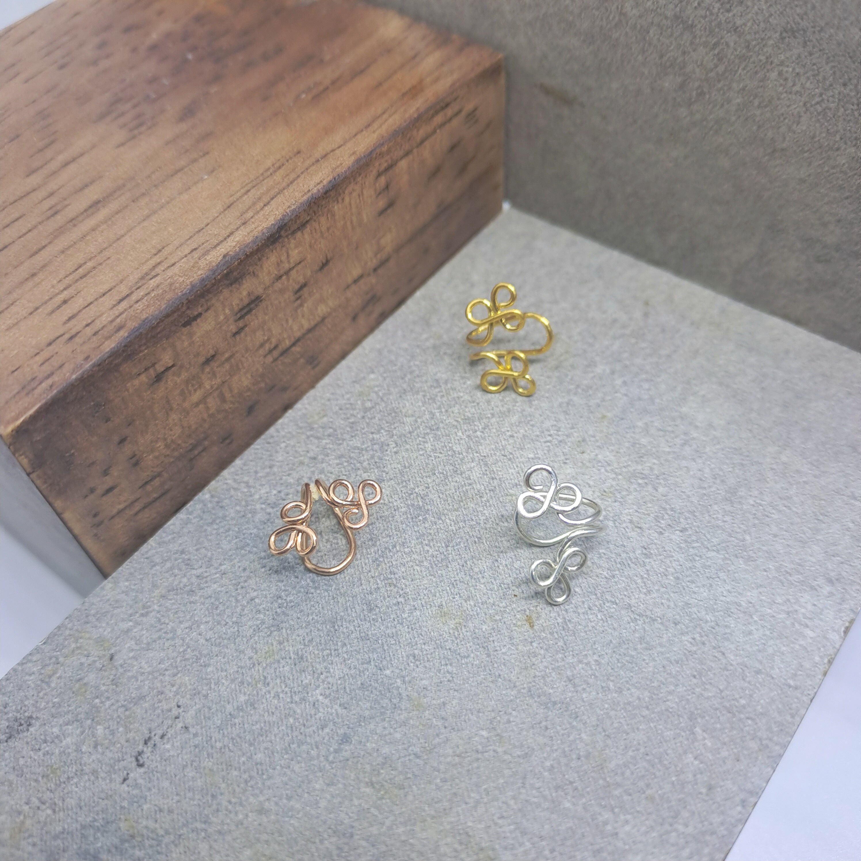 14k Gold Silver Tragus Ear Cuff: No Piercing ,fake Tragus Clip Swirl ...