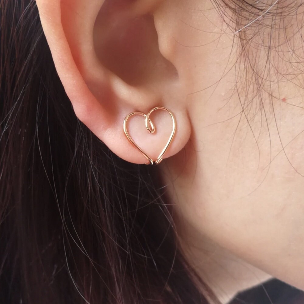 Heart Shape Ear Clipsilver Rose Gold Platedminimal Ear - Etsy