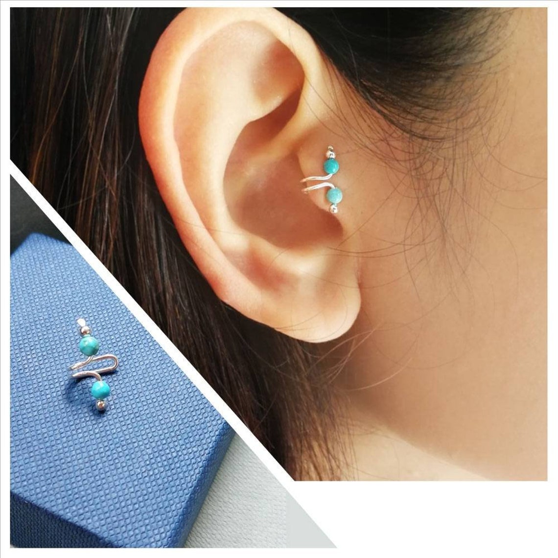 Turquoise Tragus Earring Tragus Jewelry Ear Cuff No | Etsy