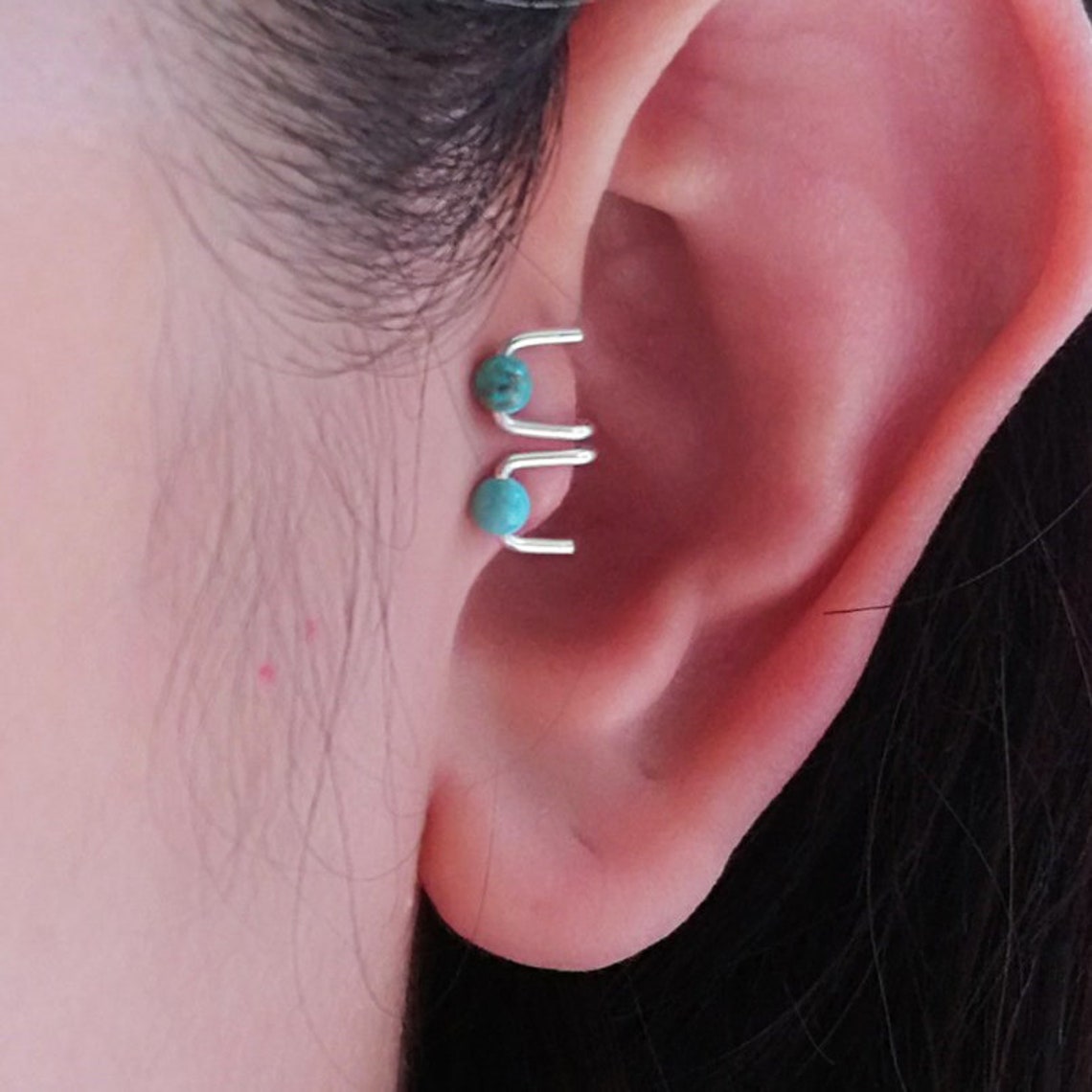 Turquoise Tragus Earring Tragus Ear Cuffear Cuff Non Single - Etsy