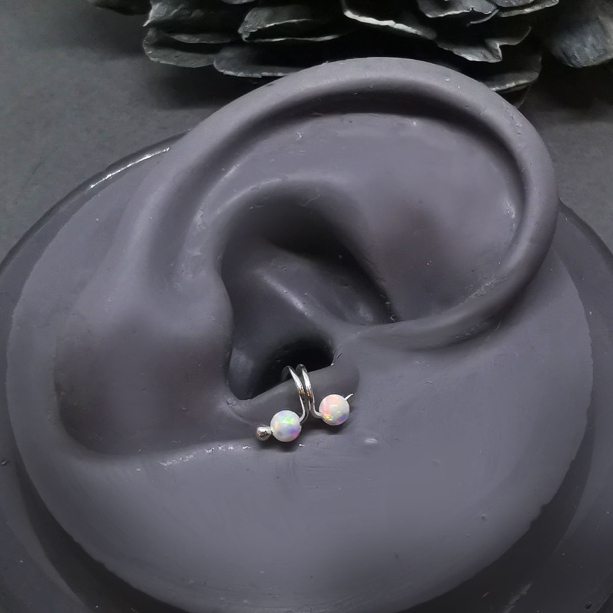 White Opal Tragus Earring Tragus Jewelry ear cuff no | Etsy