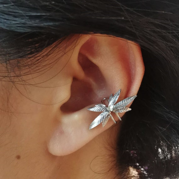 Leaf Silver ear cuffMinimal ear clipa single ear cuffclip | Etsy