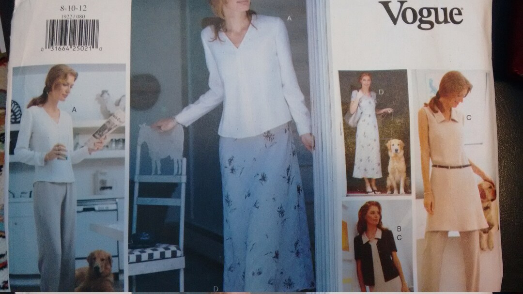 Vogue 1922 Sewing Pattern: Dress, Tunic, Skirt, Jacket, Pants (sizes 8 ...