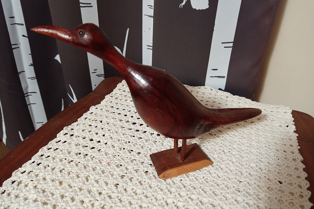 Wooden Bird Statue Carved Wood Birds Mid Century Modern Carved - Etsy