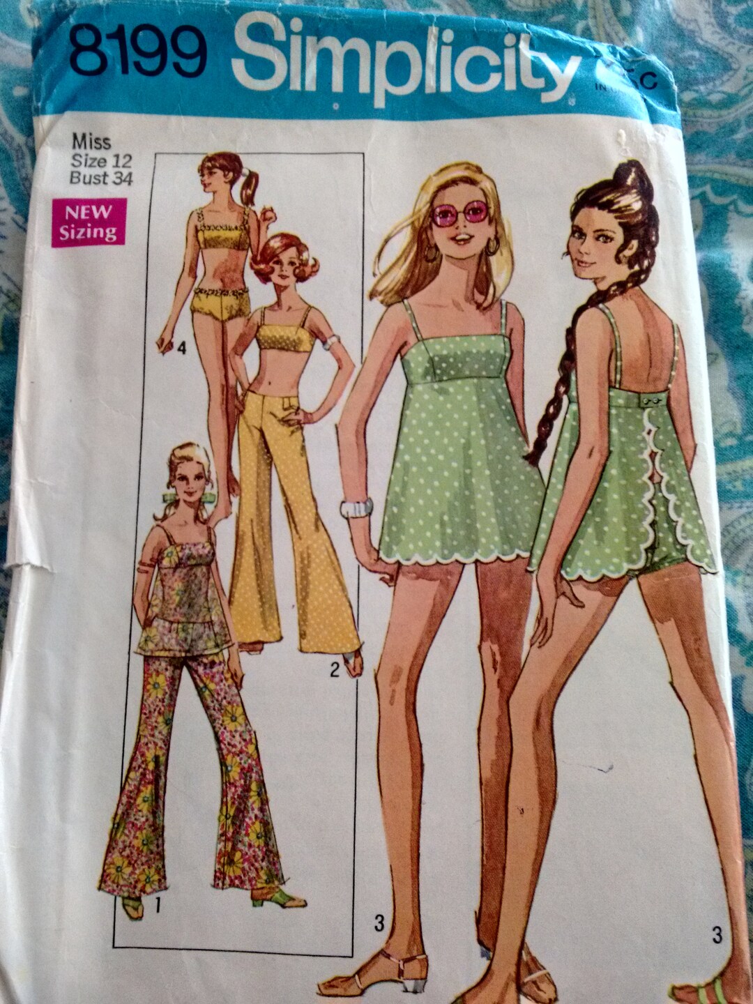 Vintage 1967 Swimsuit & Hip Hugger Pants Sewing Pattern - Simplicity ...