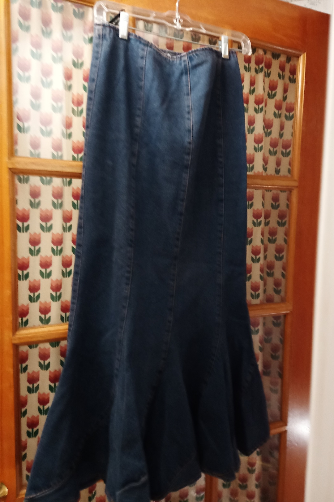 Ladies Long Denim Skirt Jeanology Gored Denim Skirt Bias Cut Denim ...