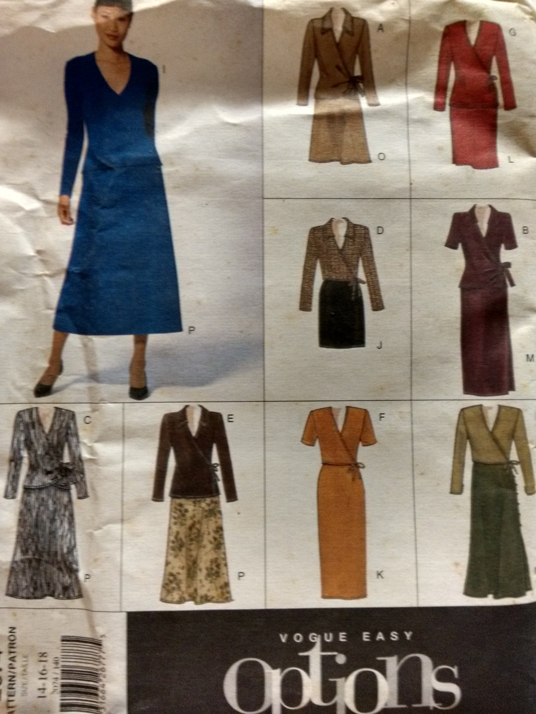 Vintage Vogue Wrap Dress Pattern: Easy Options, Size 14-18 - Etsy