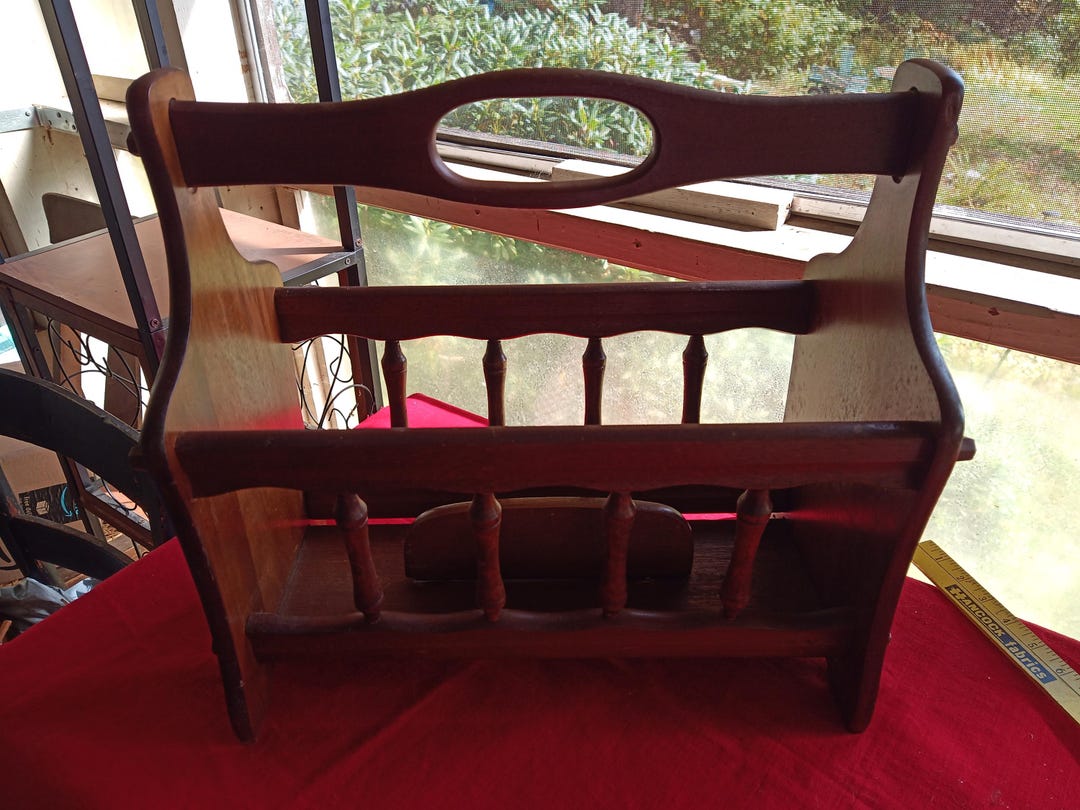 Magazine Stand Wooden Spindle Magazine Rack Maple Wood Magazine Stand ...
