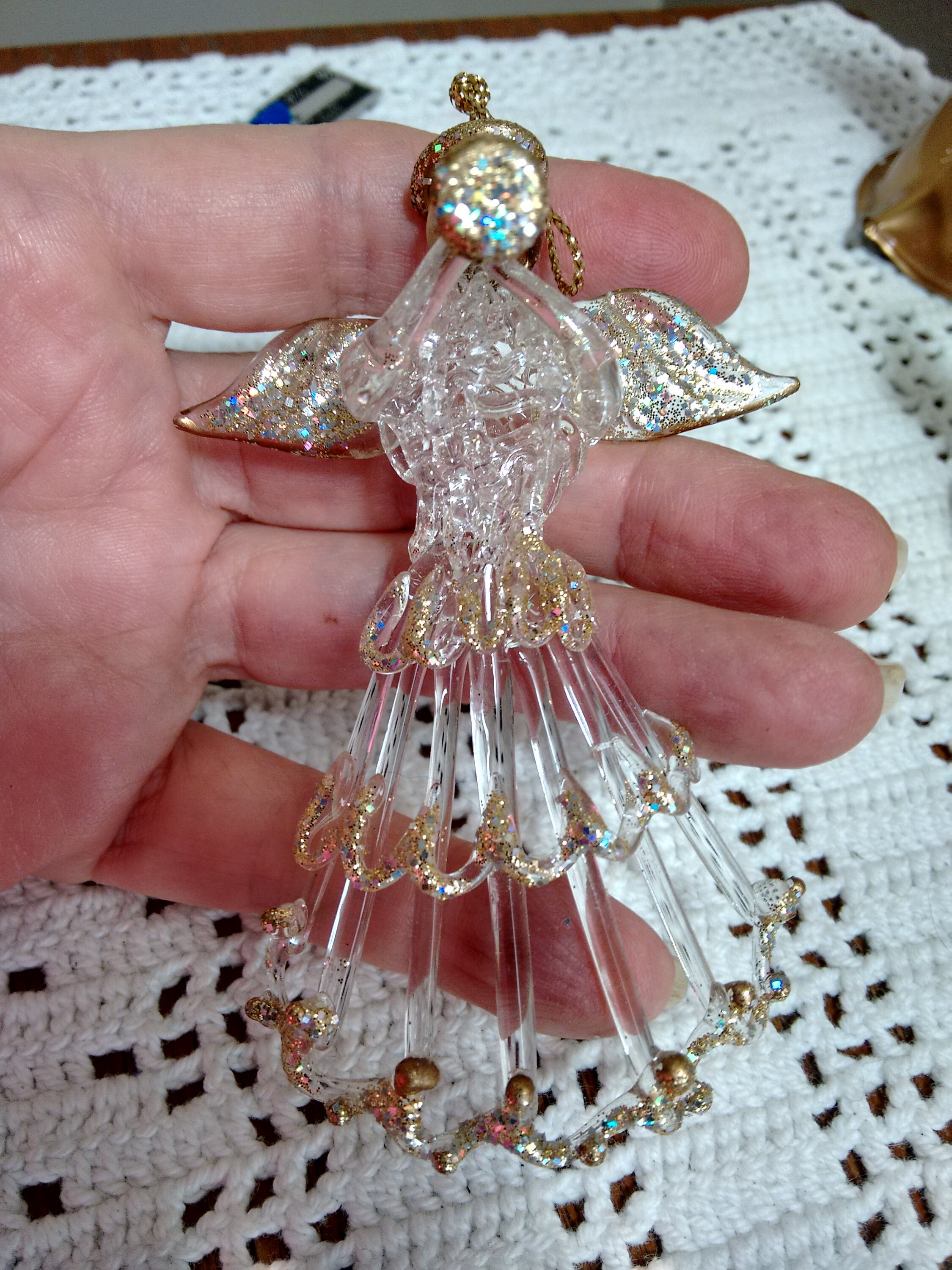 Spun glass angel ornament vintage angel ornament Hanukkah gift | Etsy