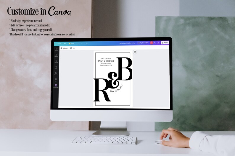 Bridget Wedding Invitation - Digital Template | Wedding Invite Design ...