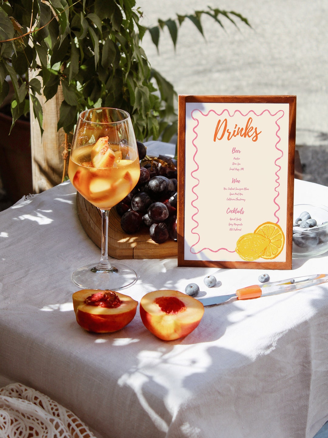 Italian Citrus Wedding Cocktail Menu Template | Printable Menu (digital ...