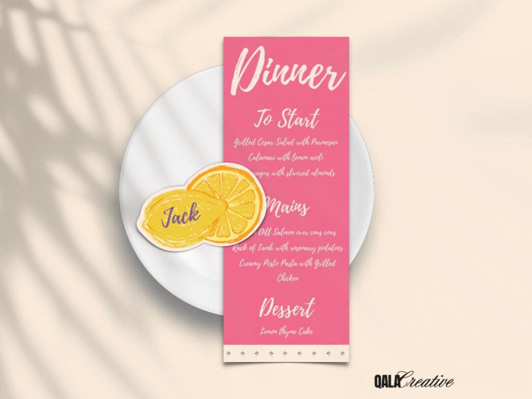 Lemon Shaped Name Cards Template | Italian Citrus Wedding (digital) - Etsy