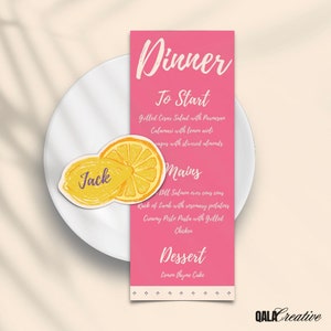 Italian Citrus Lemon Shaped Name Cards Digital Template | Name Cards ...