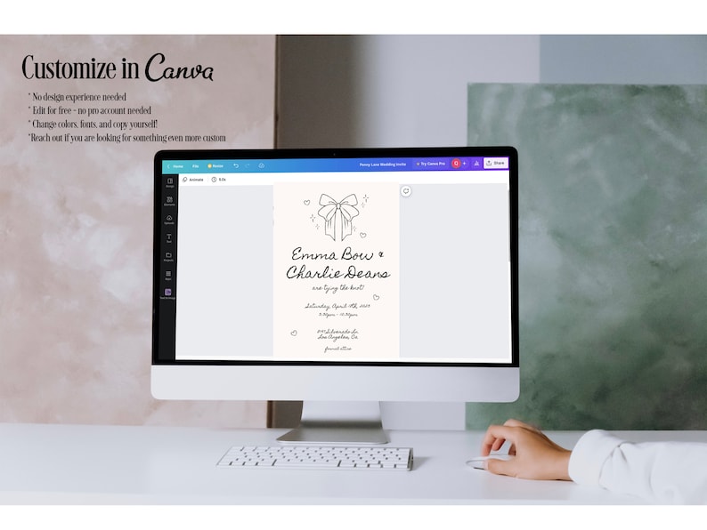 Emma Bow Dinner Menu - Digital Template | Menu Design | Printable Menu ...