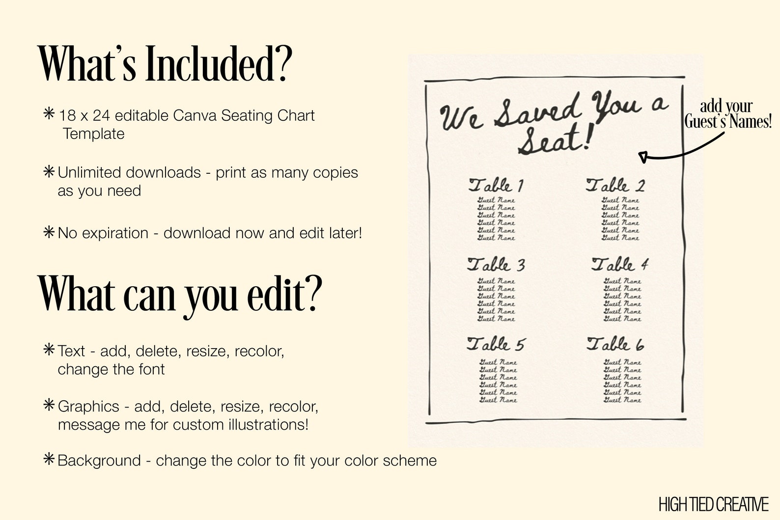 Penny Lane Seating Chart - Digital Template | Wedding Seating Chart ...