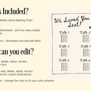 Penny Lane Seating Chart - Digital Template | Wedding Seating Chart ...