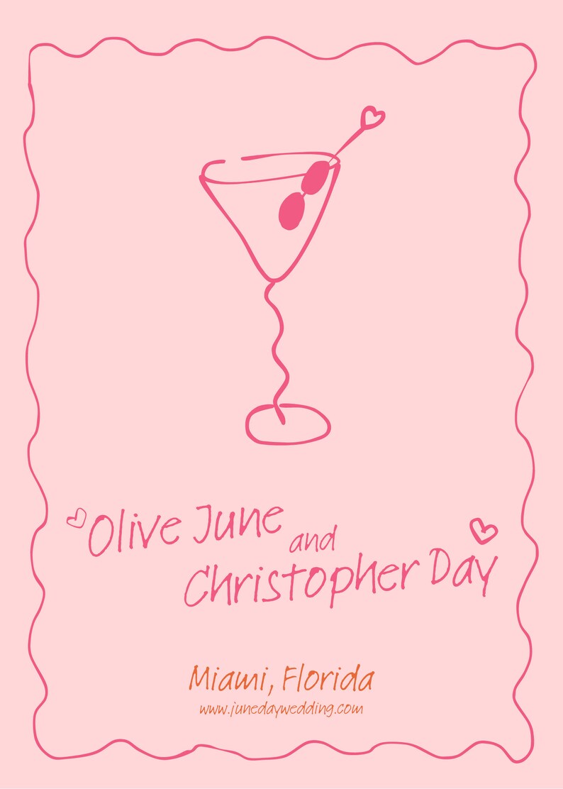 Olive June Hand Drawn Wedding Save the Date Digital Template - Etsy