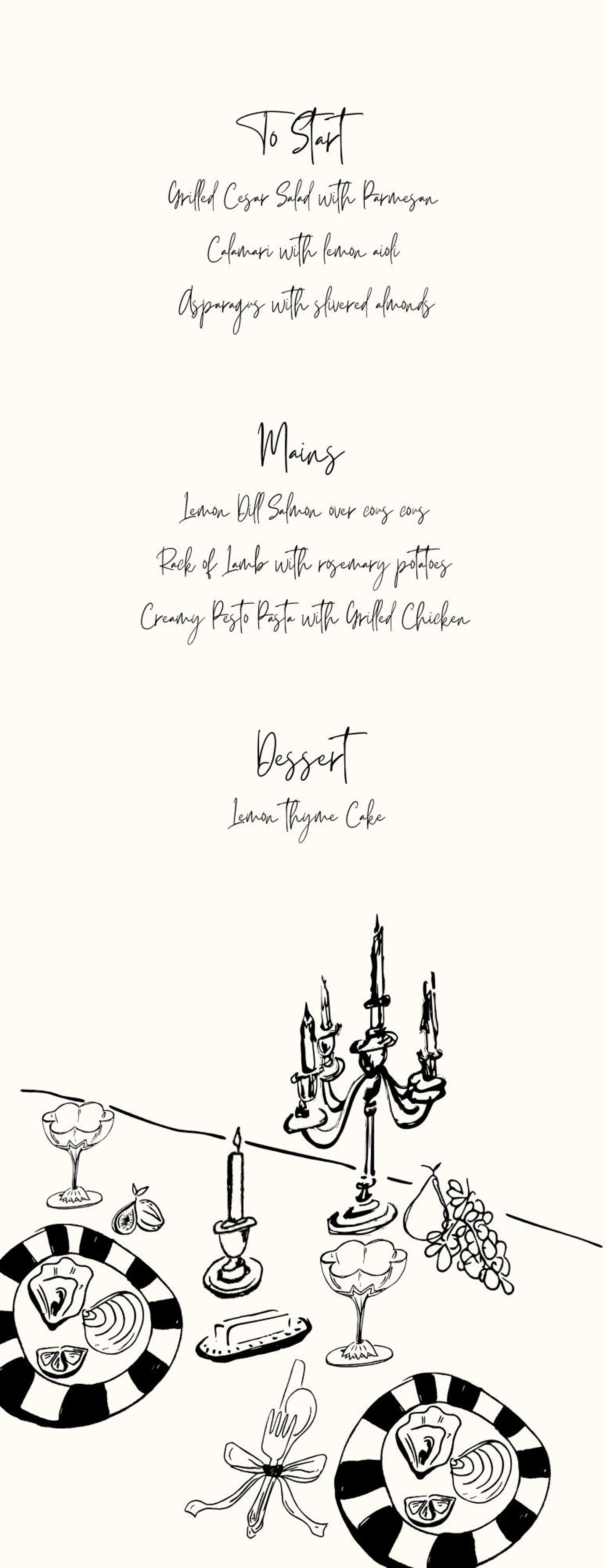 Dinner Table Dinner Menu - Digital Template | Menu Design | Printable ...