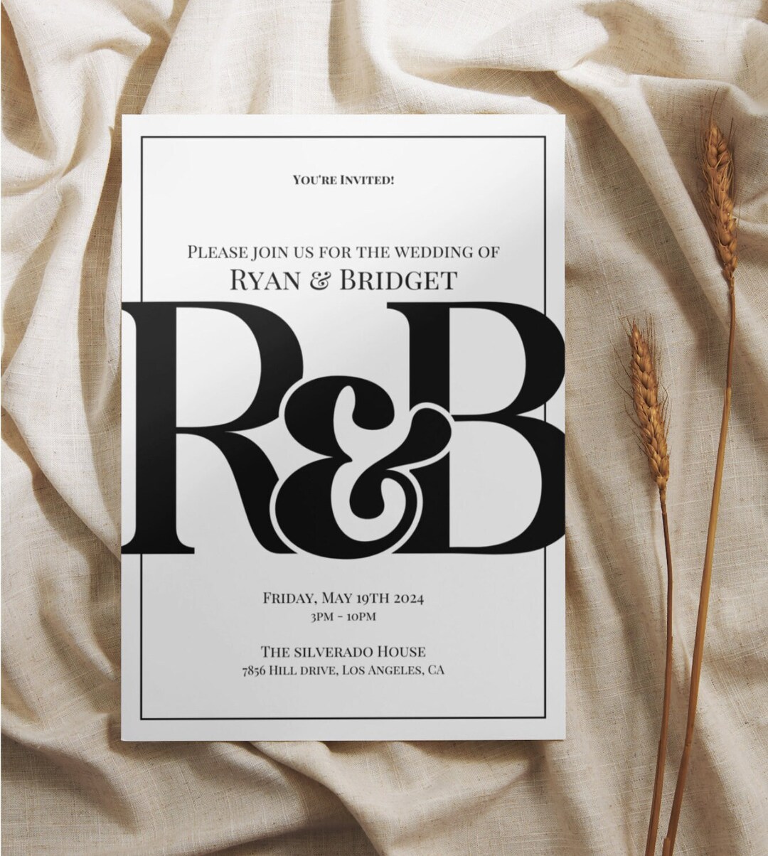Bridget Wedding Invitation - Digital Template | Wedding Invite Design ...