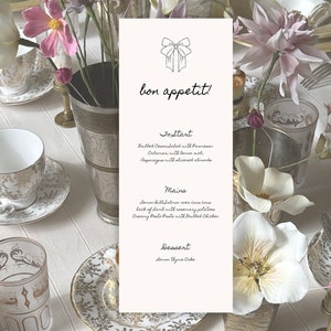Emma Bow Dinner Menu - Digital Template | Menu Design | Printable Menu ...