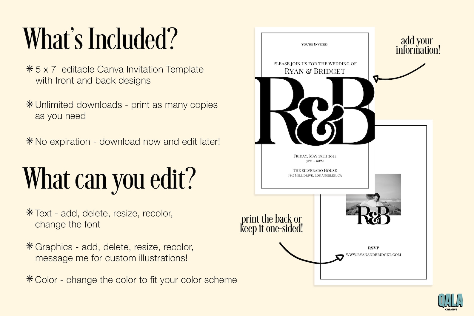 Bridget Wedding Invitation - Digital Template | Wedding Invite Design ...