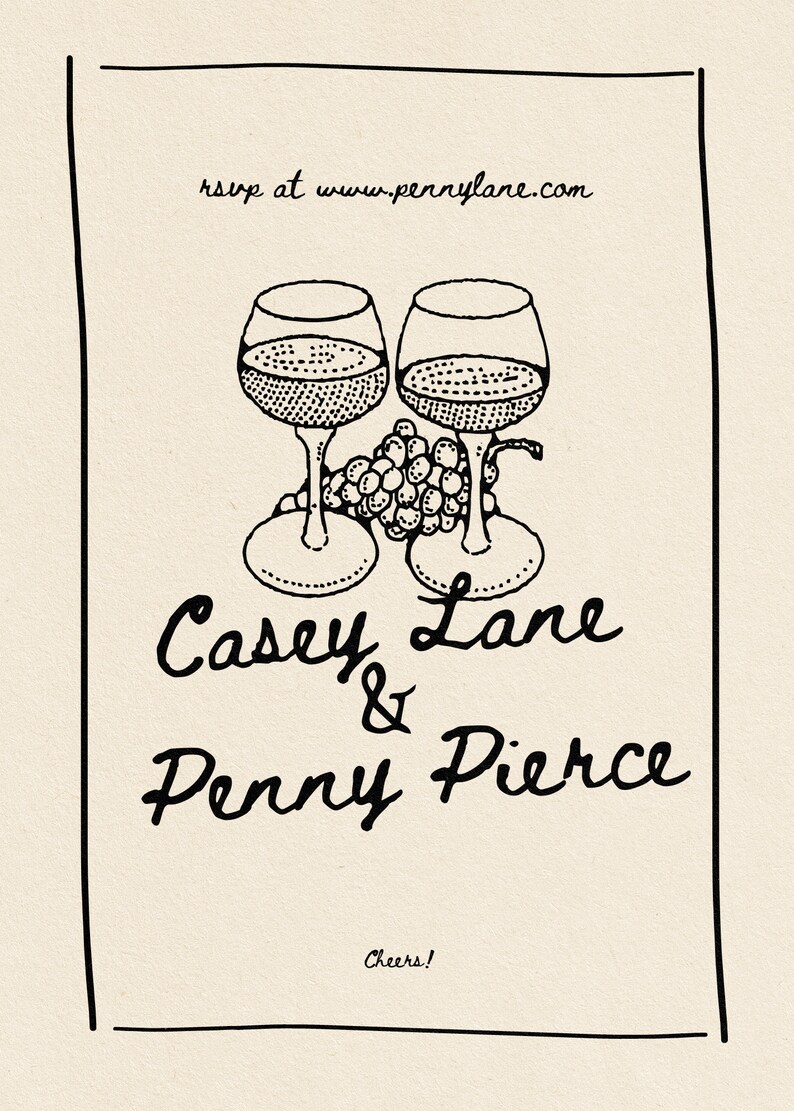 Penny Lane Hand Drawn Wedding Invitation Digital Template - Etsy