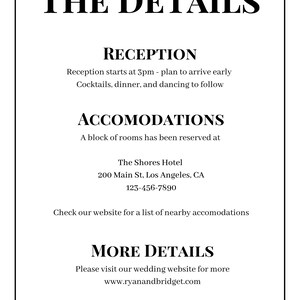 Bridget Details Card - Digital Template | Invite Design | Printable ...