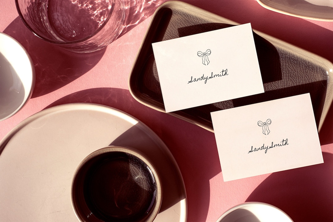 Emma Bow Wedding Name Cards - Digital Template | Name Cards Design ...