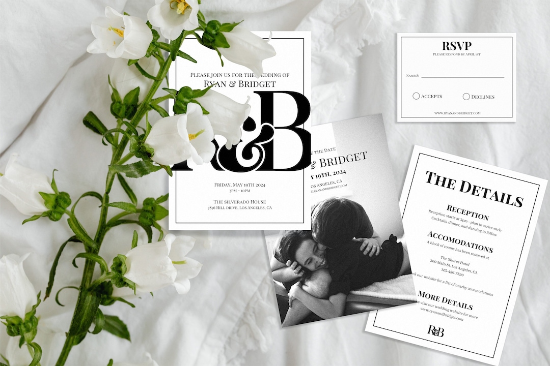 Bridget Invite Package - Digital Templates | Modern Wedding Bundle ...