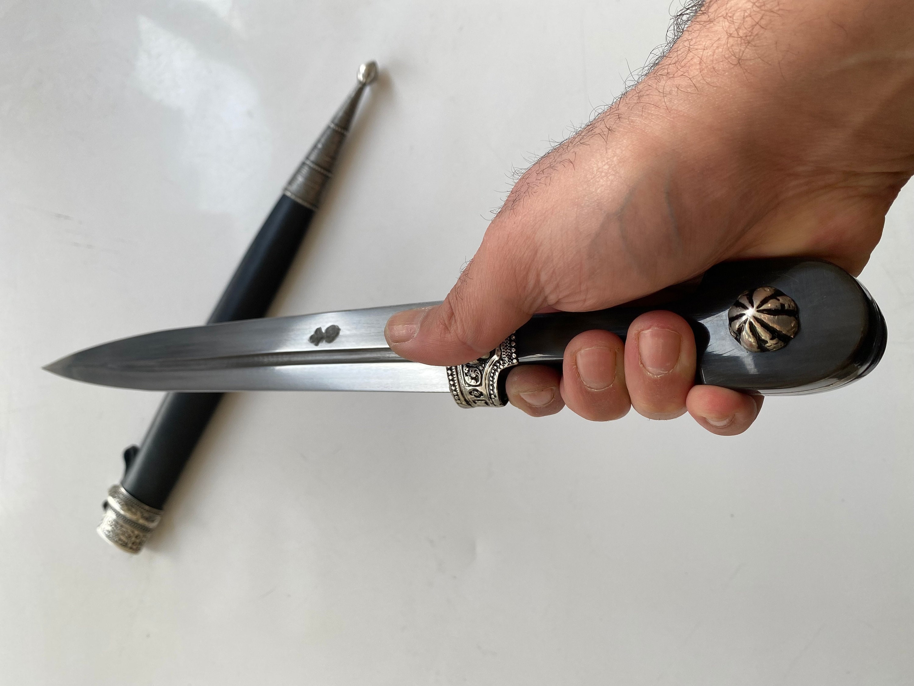 Handmade Caucasian Dagger, Kinjal, Fodged Steel Sword, Kindjal, Bulat ...