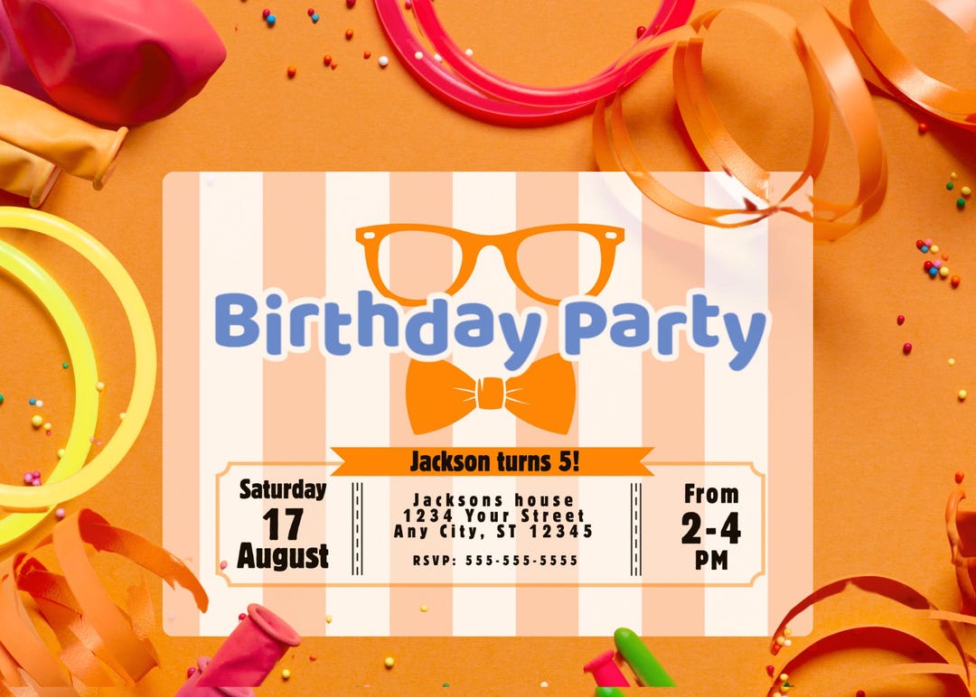 Fun Birthday Invitation - Printable Kids Party Invite - 7x5 Instant ...