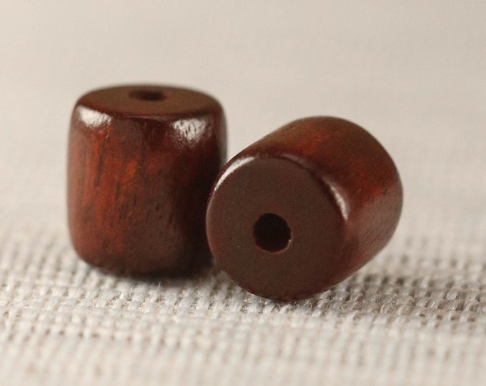 Wooden Column Spacers 20 Pieces Brown Dyed Waxed 12mm X 12mm Wood Beads ...