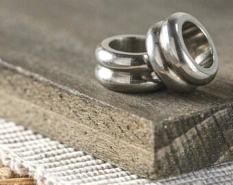 Stainless Steel Metal Golden Grooved Spacer Beads 10 Pcs 10mm X 5mm ...