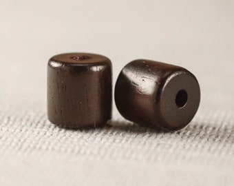 Wooden Column Spacers 20 Pieces Brown Dyed Waxed 12mm X 12mm Wood Beads ...