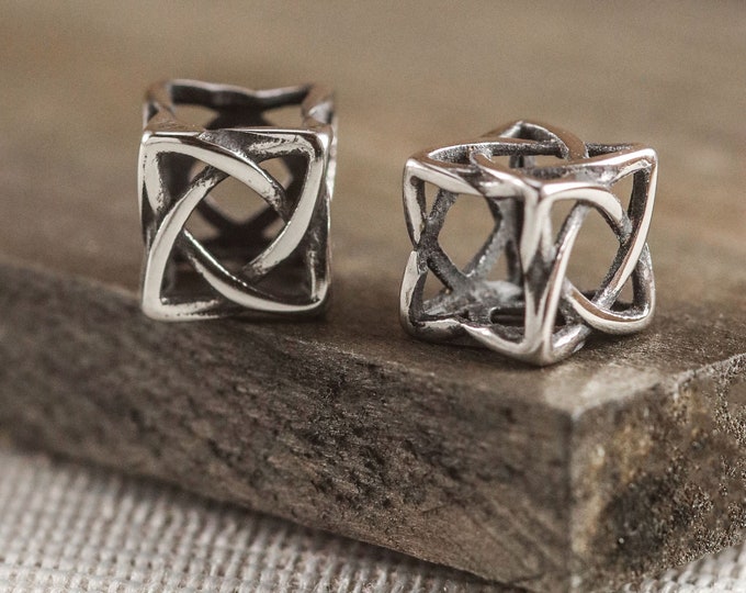304 Stainless Steel Celtic Square Knot Cube 2 Pieces 8mm X 8mm X 8mm ...